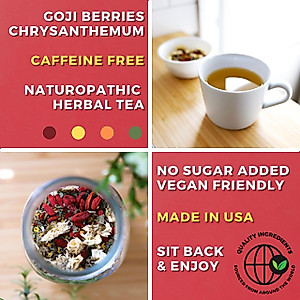 Enoch Detox Tea: Goji Berries Chrysanthemum Organic Naturopathic Herbal Tea. All Natual Flavor, Body Cleanse, Anti Inflammatory, Antioxidants, Promote Kidney, Liver, Digestive Health and Immune