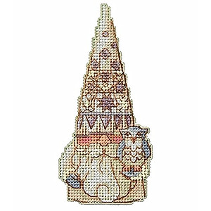 Mill Hill Owl Gnome Counted Cross Stitch Ornament Kit 2023 Jim Shore Woodland Gnomes JS202313, 2.25 x 5 inches, Multi