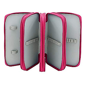 Tofficu 72 Slots Pencil Holder Organizer 4- Layer Colored Pencil Case Stationary Box with Zipper Students Pen Pouch Bag for Art School Office Travel (Rosy)
