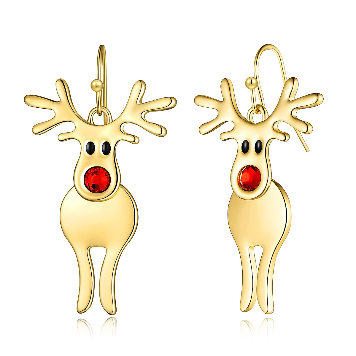TOVABA Stainless Steel Gold Xmas Reindeer Earring, Hypoallergenic Nickel Free, Lightweight Christmas Gift for Women and Girls