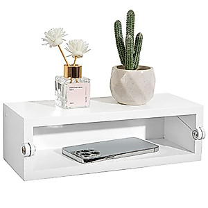 SUMGAR Modern 𝙁𝙡𝙤𝙖𝙩𝙞𝙣𝙜 𝙎𝙝𝙚𝙡𝙛 Wall Shelf Romantic and Cute Metal Decorative Storage Design 𝙁𝙡𝙤𝙖𝙩𝙞𝙣𝙜 𝙉𝙞𝙜𝙝𝙩𝙨𝙩𝙖𝙣𝙙 for Living Room Bathroom Bedroom Gifts (White)