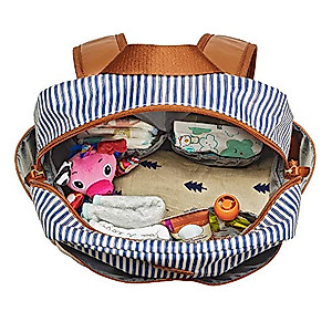 JJ Cole Popperton Boxy Backpack Diaper Bag, Ticking Stripe