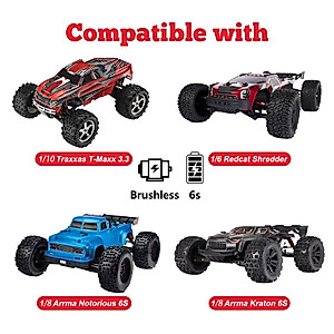 HobbyPark Pre-Glued 6.5" Tall 17mm Hex RC Street Tires and Wheels for Traxxas E-Revo 2.0 Sledge T-Maxx 3.3 Arrma Kraton 6s Notorious Redcat Kaiju Shredder 1/8 Monster Truck (Set of 4)