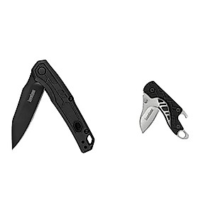 Kershaw Appa Folding Tactical Pocket Knife, SpeedSafe Opening & Cinder Multi-Function Folding Pocketknife (1025); 1.4 Inch 3Cr13 Stonewashed Blade; Manual Opening; Liner Lock; Bottle Opener