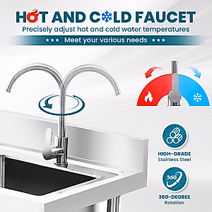 Loccdaok 3 Compartment Utility Sink Stainless Steel Commercial Kitchen Sink Free Standing Triple Bowl Laundry Room Outdoor Garage Sink for Restaurant, Kitchen, Bar, 39" x 20" Triple Bowl