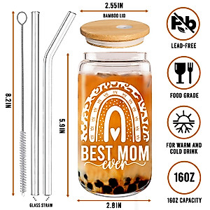 Mothers Day Gifts for Mom from Daughter, Son, Kids, Husband - Mom Gifts for Wife - Birthday Present for Mom, Mama Gifts, Mother Gifts - New Mom, First Time, Bonus MomGift Ideas - 16oz Can Glass Cup