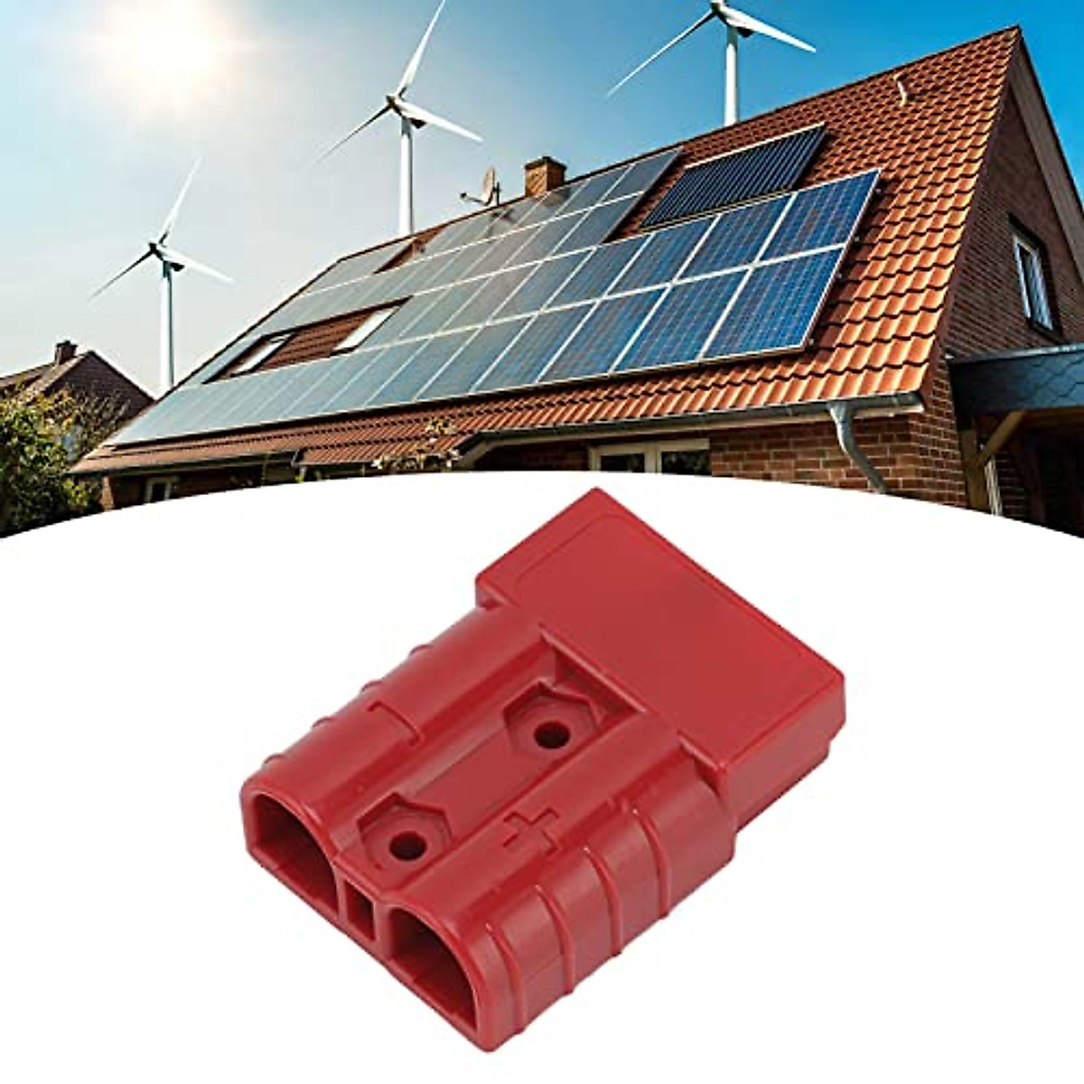 Gonetre 50a 600v Plug 50a 600v Plug 50a 600v Connector Double Pole High Current Power Supply Plug Connector for Solar Panel Dual Battery System Grey (Red)