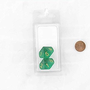 Emerald Countdown Dice with Gold Colored Numbers D10 20mm (25/32 inch) Set of 2 Wondertrail