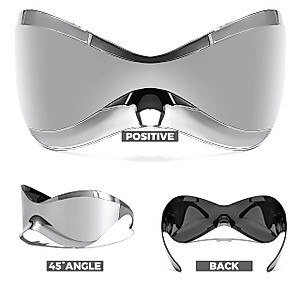 FEISEDY Oversized Shield Futuristic Sunglasses for Women Men Alien Fashion Y2K Wrap Around Visor Sun Glasses Shades B9101