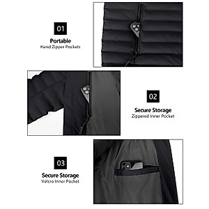 Little Donkey Andy Men's Warm Waterproof Puffer Jacket Hooded Windproof Winter Coat with Recycled Insulation Black L