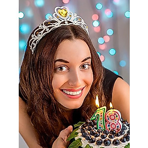 SWEETV Birthday Crowns for Women Birthstone Heart Princess Tiara Silver Wedding Headband for BirthDay Party Photograph, Nov