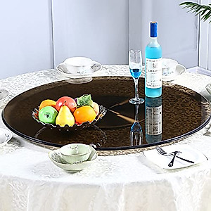 WYFFF 30 Inch Glass Lazy Susan Turntable for Dining Table, Round Tabletop Rotating Serving Tray, for Birthday Parties Family Dinners and Banquets