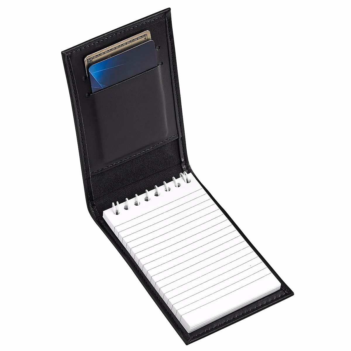 Black Leather Pocket Notepad Holder for 3x5 Inch Memo Pad Holder D and K Police Pocket Notebook, 1 3x5 Inch Lined Notepad Included