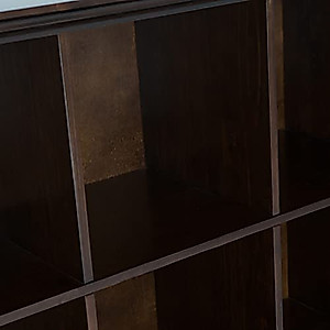 SIMPLIHOME Acadian SOLID WOOD 57 Inch Transitional 12 Cube Storage in Brunette Brown, For the Living Room, Study Room and Office