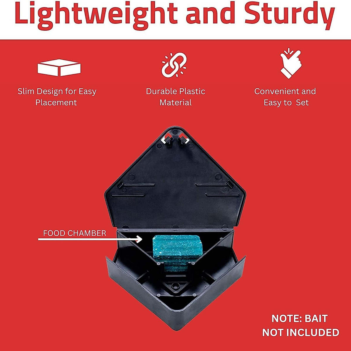 Mouse Bait Station with Keys - Child and Pet Safe Tamper Resistant Corner Unit Mini Rodent Trap Bait Stations - Heavy Duty and Reusable for Home, Indoor Outdoor Use (6 Pack, 2 Keys - Black)