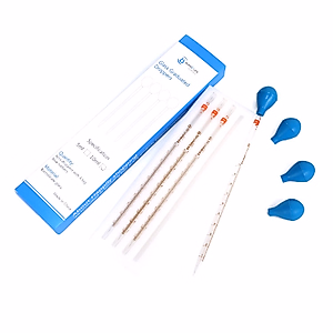10ML Glass Graduated Droppers Pipettes Dropping Pipettes Fluid and Liquid Pipettors with Big Rubber Caps 4 Pcs