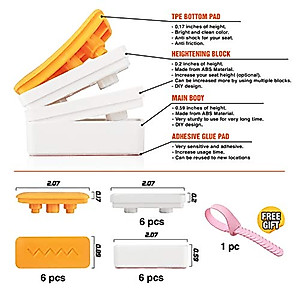 6pcs – Toilet Seat Bumper with Height Adjusters and Toilet Lifter Handle Families, Hotels, Hospitals, School – Quality ABS with Waterproof Adhesive Universal – Light Orange Color