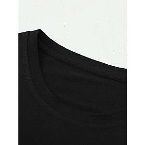 SOLY HUX Men's Color Graphic Letter Print Short Sleeve T Shirt Casual Summer Tee Tops Black Letter Print M