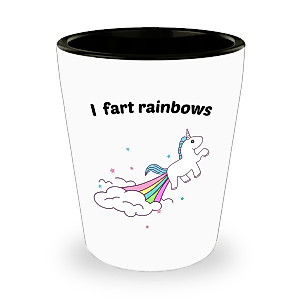 Unicorn Farting Shot Glasses - I Fart Rainbows - Novelty Birthday Gift Idea