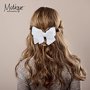 White 5.5 Inch Grosgrain Hair Bow Clip For Woman And Girls