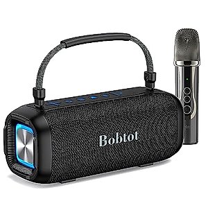Bluetooth Speaker Portable Waterproof Speakers, Wireless Microphone IPX7 60W RGB Light Bass Stereo Sound for Outdoor, Small & Big Home Party Speaker