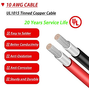 Magiktech Solar Panel Kits Charge Cable Compatible with Anderson Adapter and Solar Connectors for Portable Power Stations Solar Generators (10AWG 12FT Horizontal)