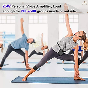 Portable Voice Amplifier with Headset Microphone Wired 25W 4400mAh Waterproof Bluetooth Voice Speaker Rechargeable Pa Speaker System Loudspeaker for Outdoors, Teachers, Tour Guides, Instructors etc…