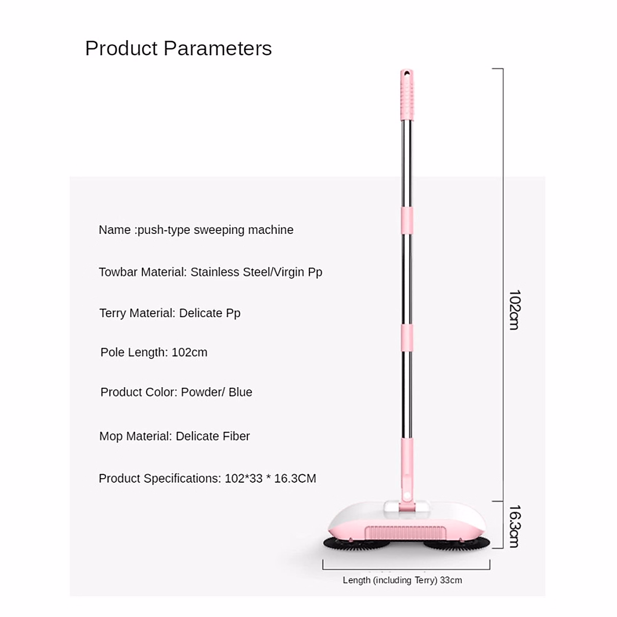 JUSTHENGGUANG Electric Brooms Smart Broom Robot Vacuum Cleaner Floor Home Kitchen Sweeper Mop Sweeping Machine Handle Household Mop For Cleaning Floors Cleaning utensils (Color : Pink within 6 pads)