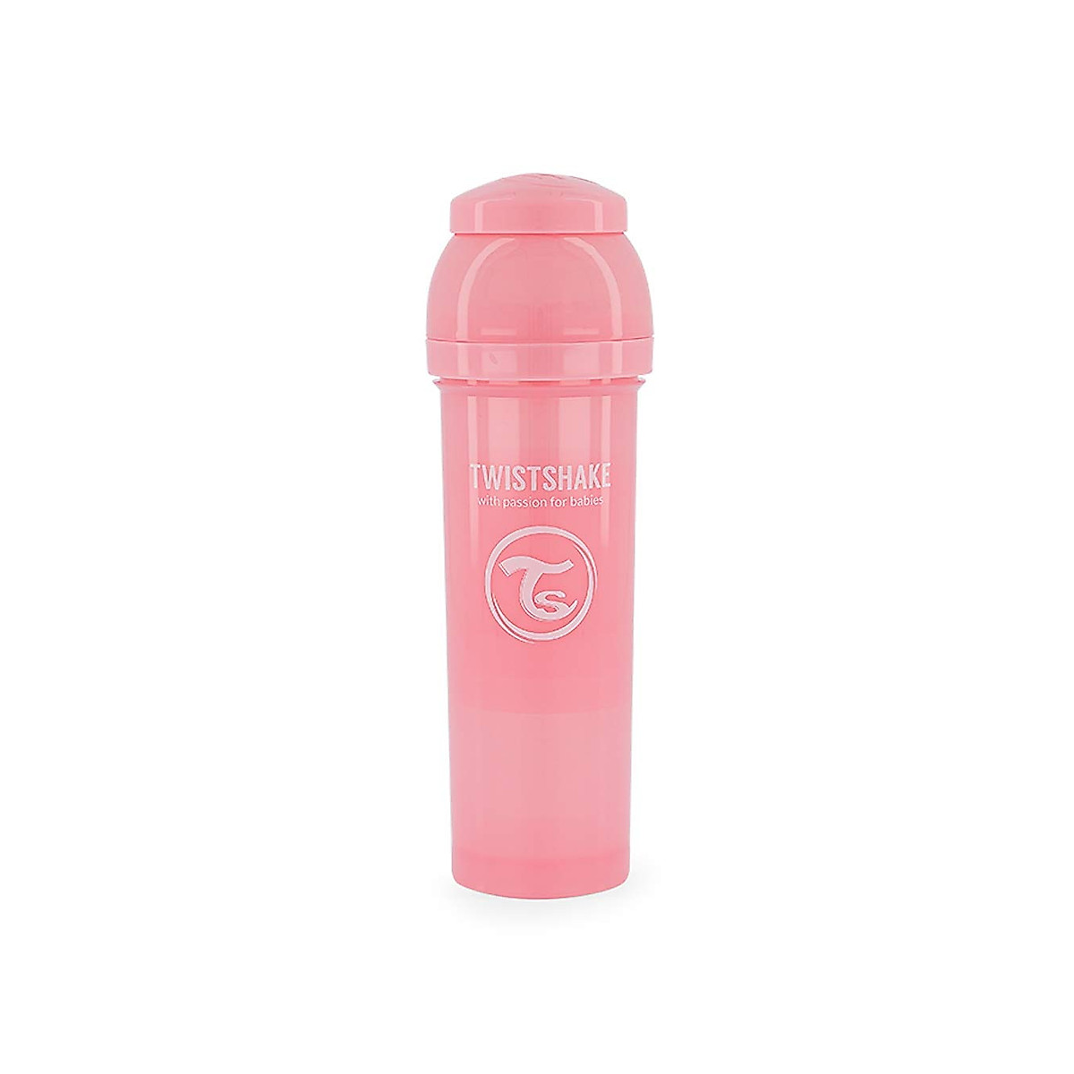 Twistshake Anti Colic Baby Bottles - Premium 330ml/11oz Bottles with 100ml Milk Storage Container for a Comfortable Feeding Experience for Baby Care - Pastel Pink