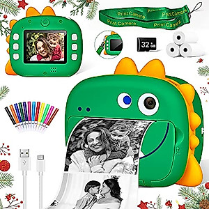 Kids Camera Instant Print,Zero Ink Camera for Kids 1080P HD,Selfie Digital Camera with Print Paper,2.4 Inch Screen Kids Video Camera,Birthday Gift for Boys Girls 3-12