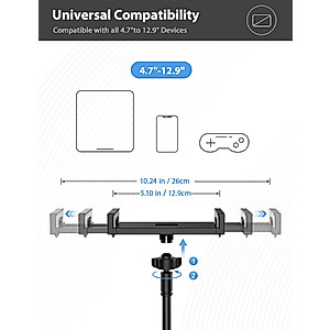 Tablet Stand Holder for Bed, Gooseneck Mount with Adjustable Flexible Arm Compatible with iPad Air Pro Mini, Samsung Tab, Nintendo Switch Kindle Other 4.7"-12.9" Device