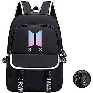 Alikpop Kpop Theft Proof Travel Backpack , Code Lock BookBag with USB Charging Port, Water Resistant Business Back Pack for Student Work Men & Women