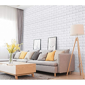 10PCS 3D Brick Wall Stickers, PE Foam Self-Adhesive Wallpaper Removable and Waterproof Art Wall Tiles for Bedroom Living Room Background TV Decor