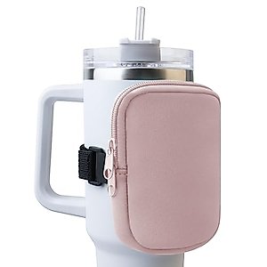 Water Bottle Pouch for Stanley 40 oz Tumbler with Handle - Gym Accessories for Women, Cup Belt Bag Compatible with Stanley/Simple Modern Tumbler Accessories(Pink)