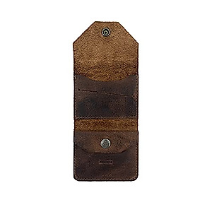 Hide & Drink, Leather Short Wallet, Holds Up to 3 Cards Plus Folded Bills & Coins, Cash Organizer, Accessories, Handmade Includes 101 Year Warranty :: Bourbon Brown