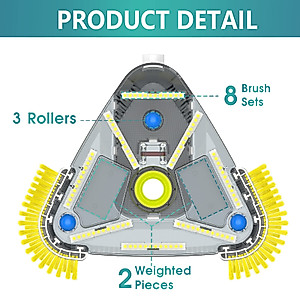 Cheerclean Pool Vacuum Head with Corner Bristles EZ Clip Handle Universal Swivel Connector for Pool Hose Above Ground Pools Inground Pool
