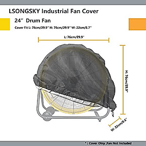 LSongSKY Industrial Fan Cover,Waterproof&Dustproof Cover Suitable for 24" High Velocity Movement Heavy Duty Drum Fan, Heavy Duty Outdoor Floor Fan Cover,Fits up to 29.9 x 8.6 x 29.9 inches,Black