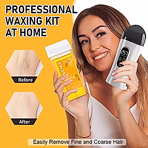 Roll on Wax Kit for Hair Removal, Wax Roller Waxing Kit for Women, Digital Wax Warmer with 3 Skin Care Kit for Sensitive Skin, Professional Depilatory Wax Kit for Larger Areas of the Body