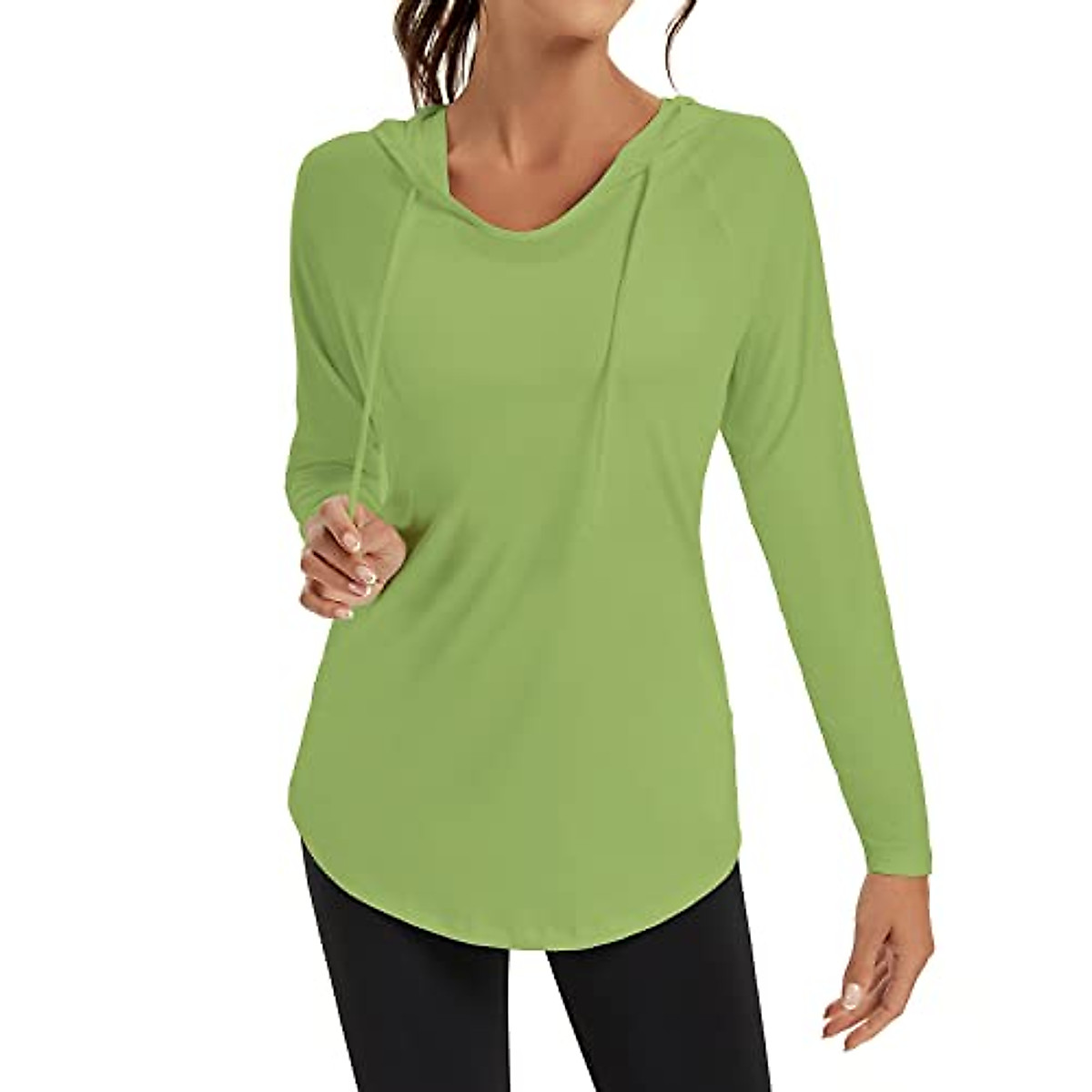Vodi Mosa Lighweight Thin Hoodies For Women Summer Fall Athletic Hooded Sweatshirts Womens Sun Shirt（Green, L）
