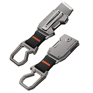 Spigen Life Titanium Keychain Pocket Knife with Carabiner, Key Clip, Keychain Clip Folding Knife, Everyday Carry EDC Gear Gadget and Equipment Bottle Opener - Gunmetal