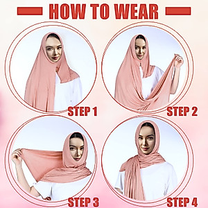Vabean 4 Pcs Instant Hijab for Women Jersey Hijabs Pinless Islamic Muslim Head Wraps Premium Head Scarf Hijab Shawl(Fresh Color)