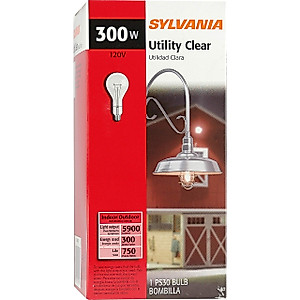 Sylvania 15740 300-Watt Incandescent, 5870 Lumens, E26 Medium Base, PS30 Shape Industrial Light Bulb, Clear Finish, 120V