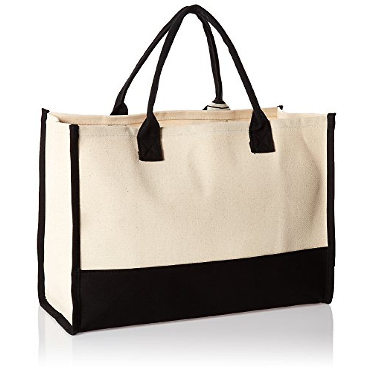 Mud Pie Classic Black and White Canvas Tote Bag, BLANK, 17" x 19" x 2"