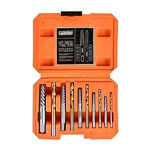 Luckyway 10-Piece Screw Extractor and Left Hand Drill Bit Set, Bolt Extractors, for Removing Broken Studs, Bolts, Socket Screws, and Fittings