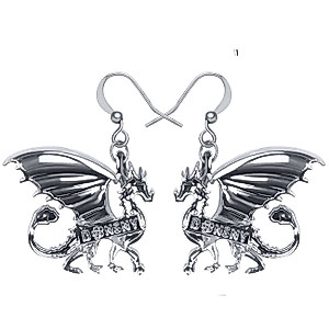Enamel Alloy Dinosaur Fantasy Dragon Earrings Drop Dangle Unique Animal Jewelry for Women Dragons Gifts (Orchid Purple)
