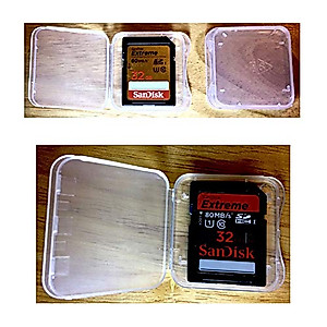 SD Card Holder, WOVTE Plastic SD MMC SDHC PRO Duo Memory Card case Holder Jewelery Case Transparent White Pack of 20