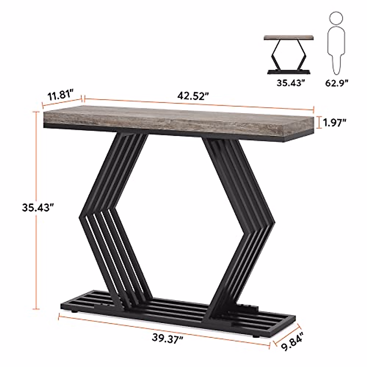 LITTLE TREE Modern Entryway Console Table,Black+Gold