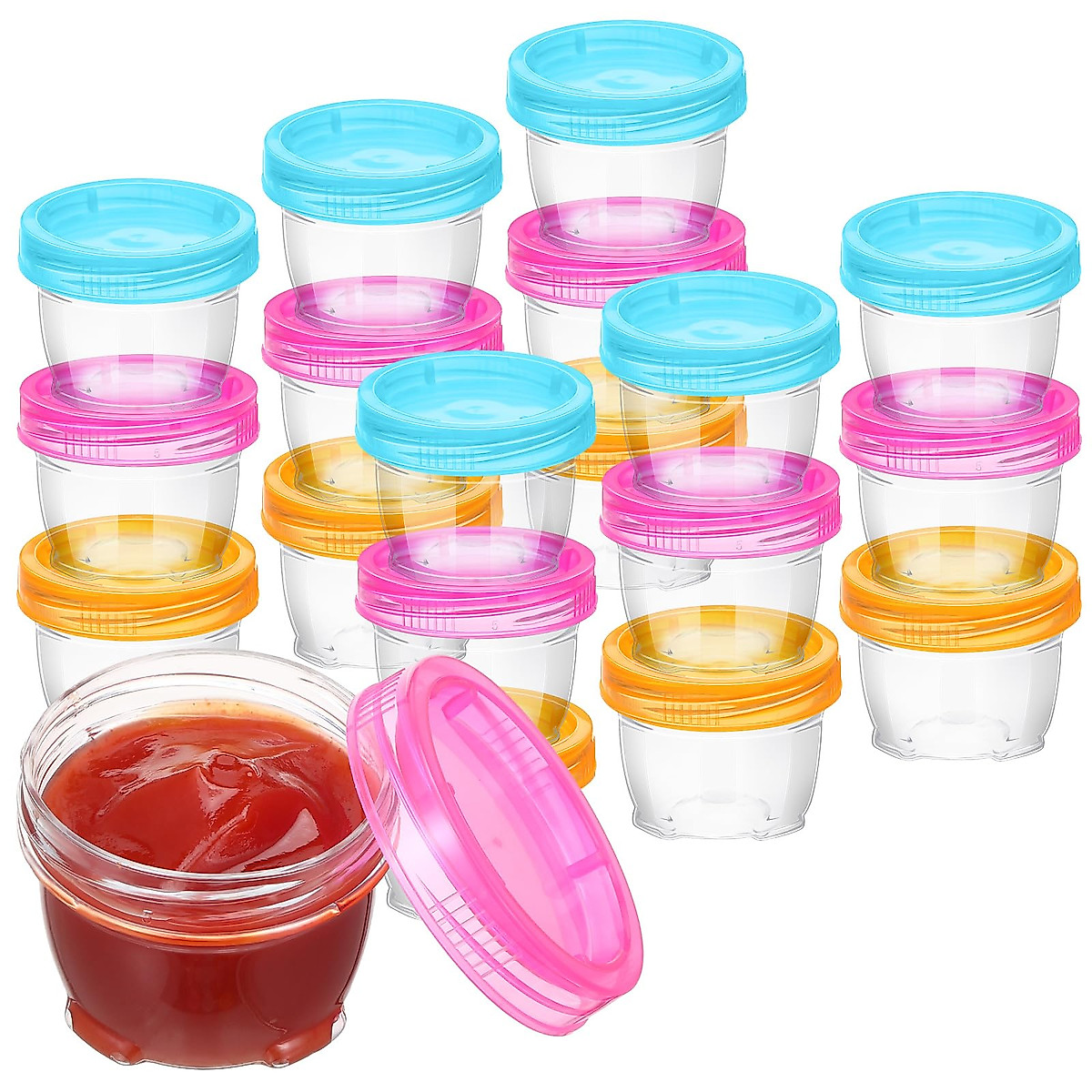 Mumufy 54 Pcs Reusable Salad Dressing Container 1.35 oz Small Sauce Condiment Containers with Lids Leakproof Condiment Cups Plastic Food Container Sets for Lunch Baby Food Storage