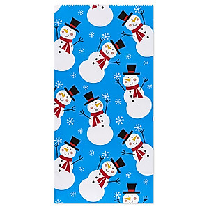 American Greetings 10.375'' Christmas Goodie Bags, Snowman and Snowflakes (16 Bags)