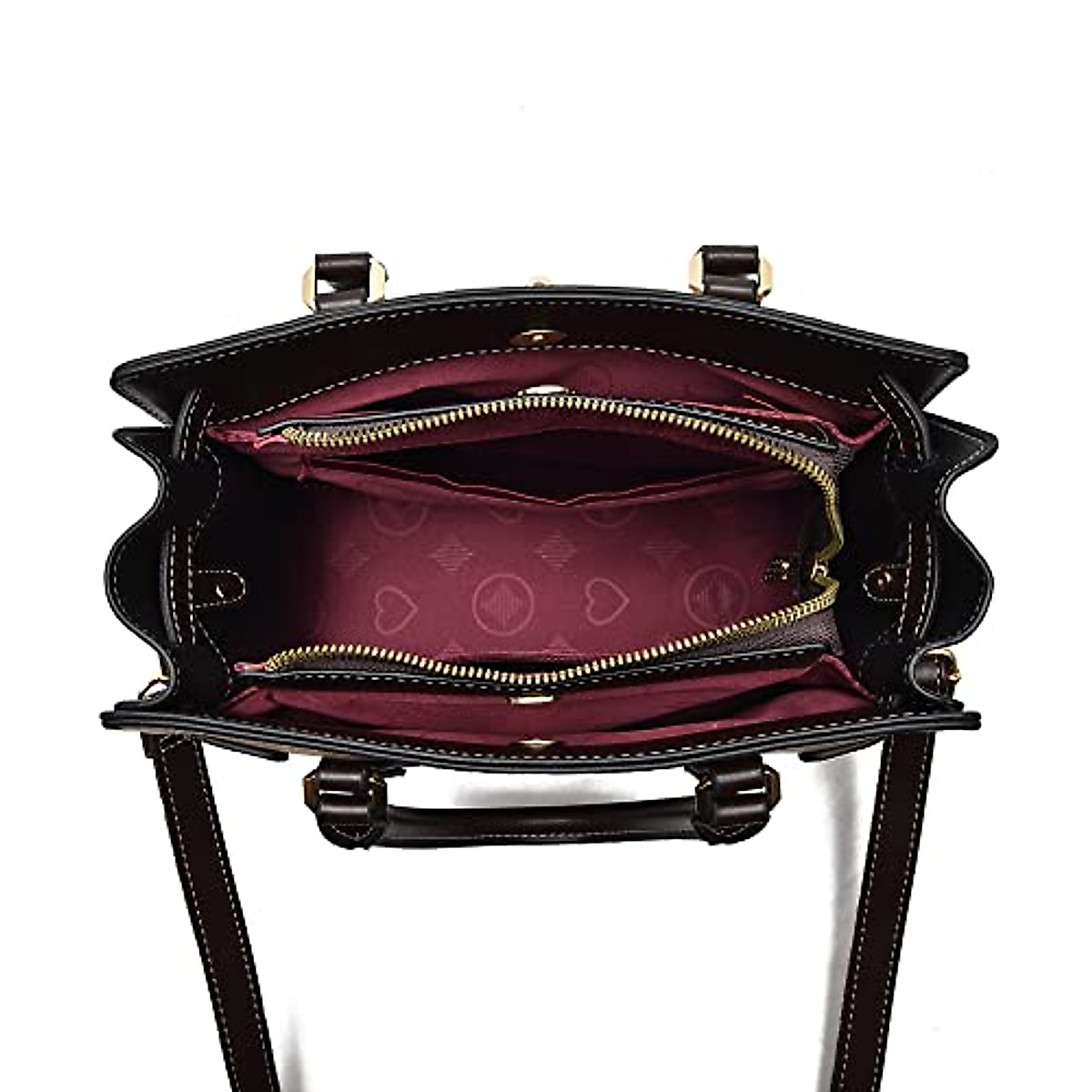 Vegan Leather Satchel Purses and Handbags for Women Top-Handle Tote Bag with Crossbody Strap - Khaki